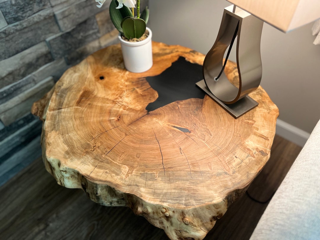 Live Edge Solid Oak End Table | Side Table | Coffee Table - Etsy