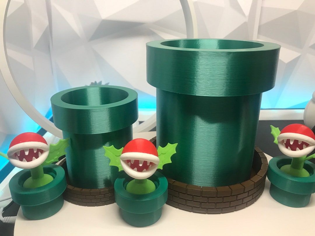 Mario Pipe Planter | Flower Pot | Super Mario Planter | Piranha Plant ...
