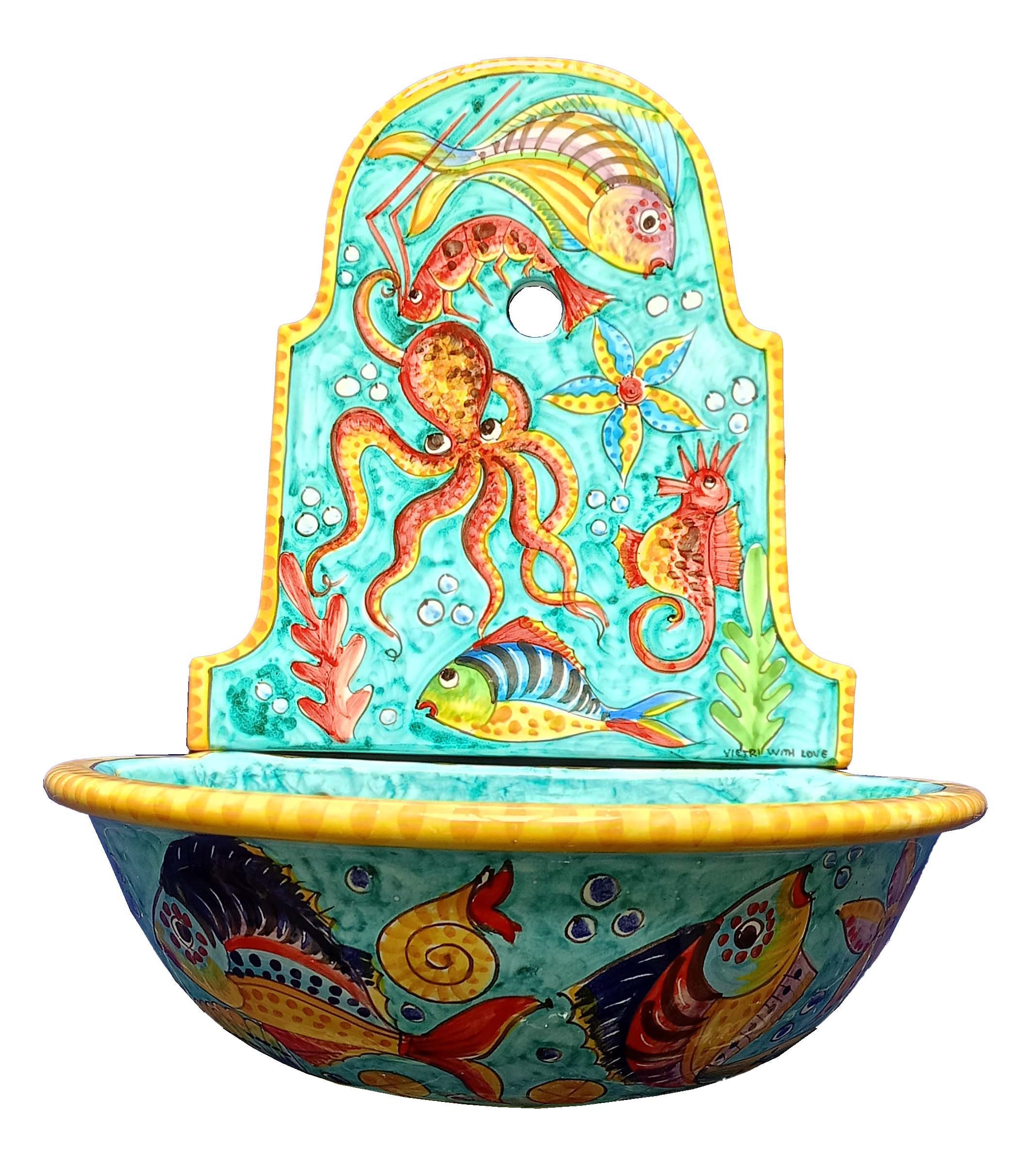 Positano Amalfi Coast Wall Fountain With Tub Handmade Made in Italy ...