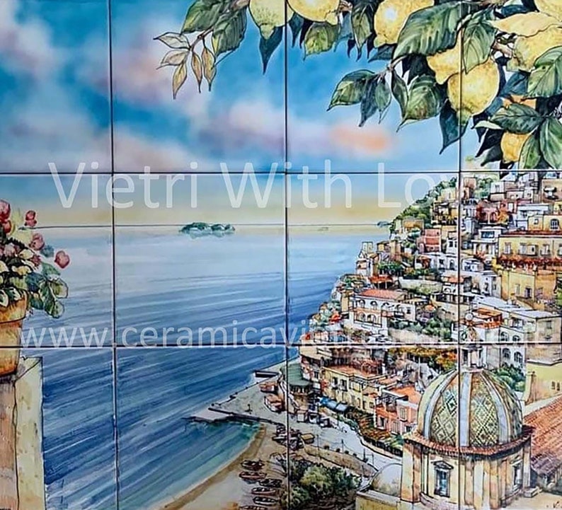 Positano Amalficoast Wall Panel on Tiles Panorama Line - Etsy