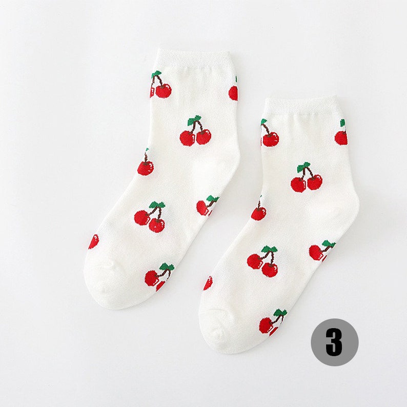 1 Pair Cartoon Fruit Food Printed Socks Women Socks Fashion - Etsy