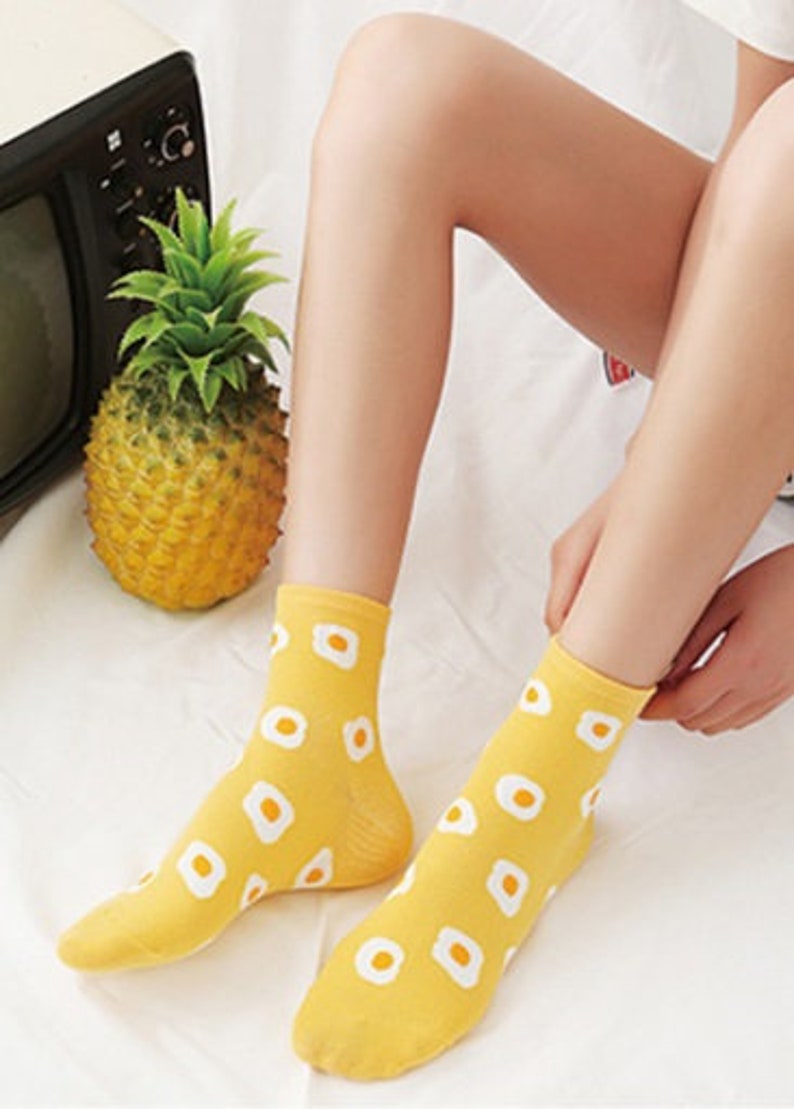 1 Pair Cartoon Fruit Food Printed Socks Women Socks Fashion - Etsy