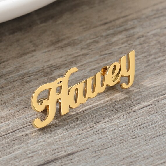 Custom Name or Logo Brooch in Gold / Silver / Rose Gold - Etsy
