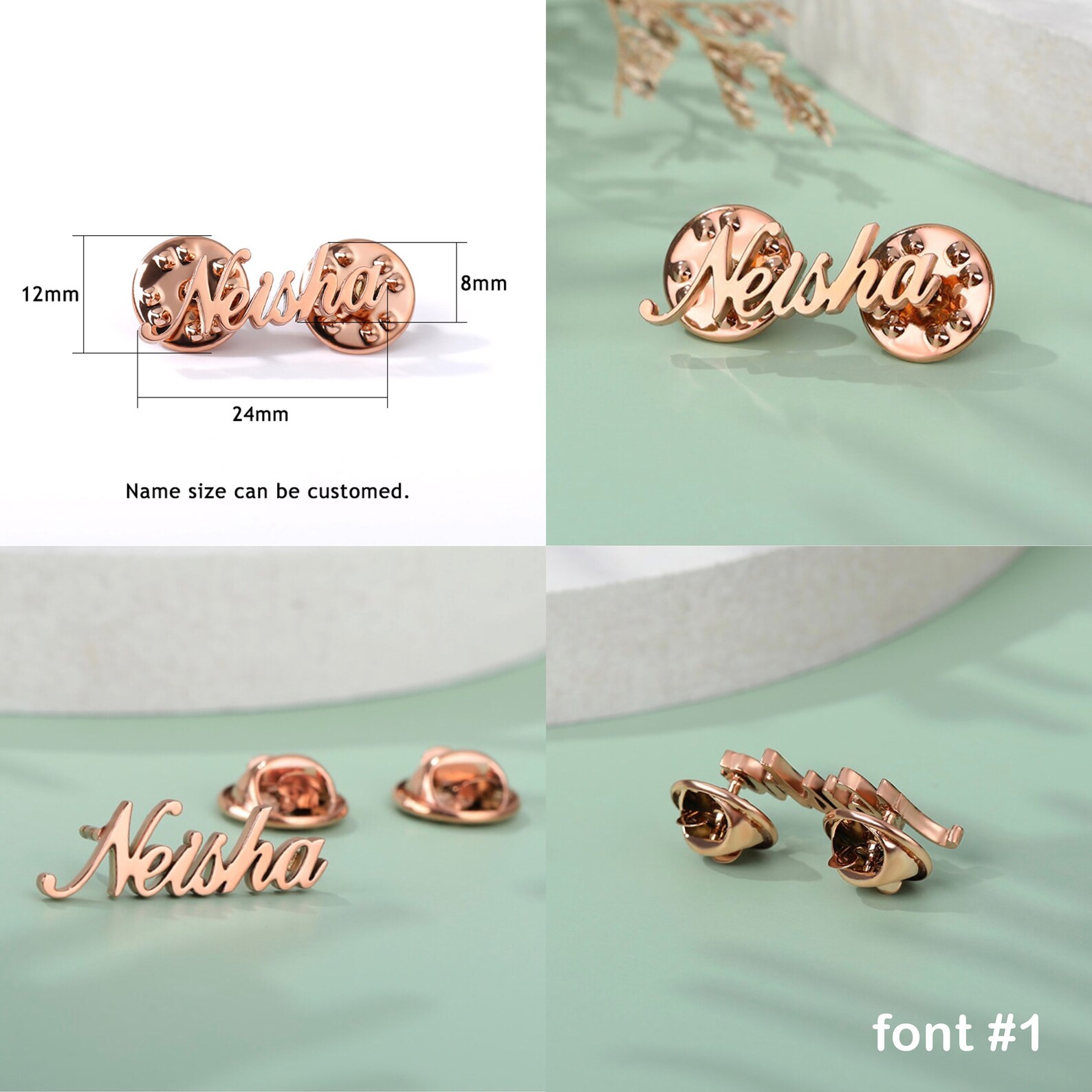 Custom Name or Logo Brooch in Gold / Silver / Rose Gold - Etsy