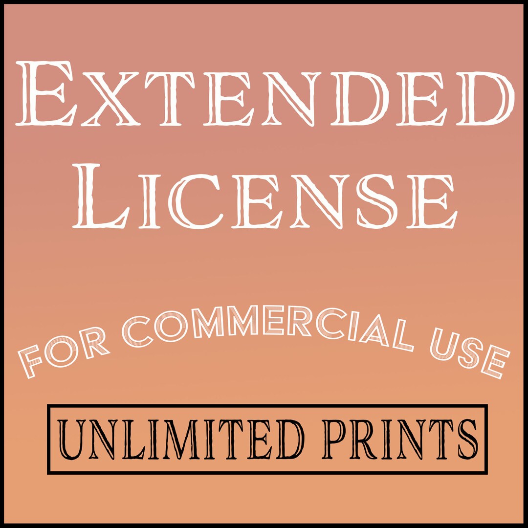 EXTENDED COMMERCIAL LICENSE for Digital Product Design Prints for One ...
