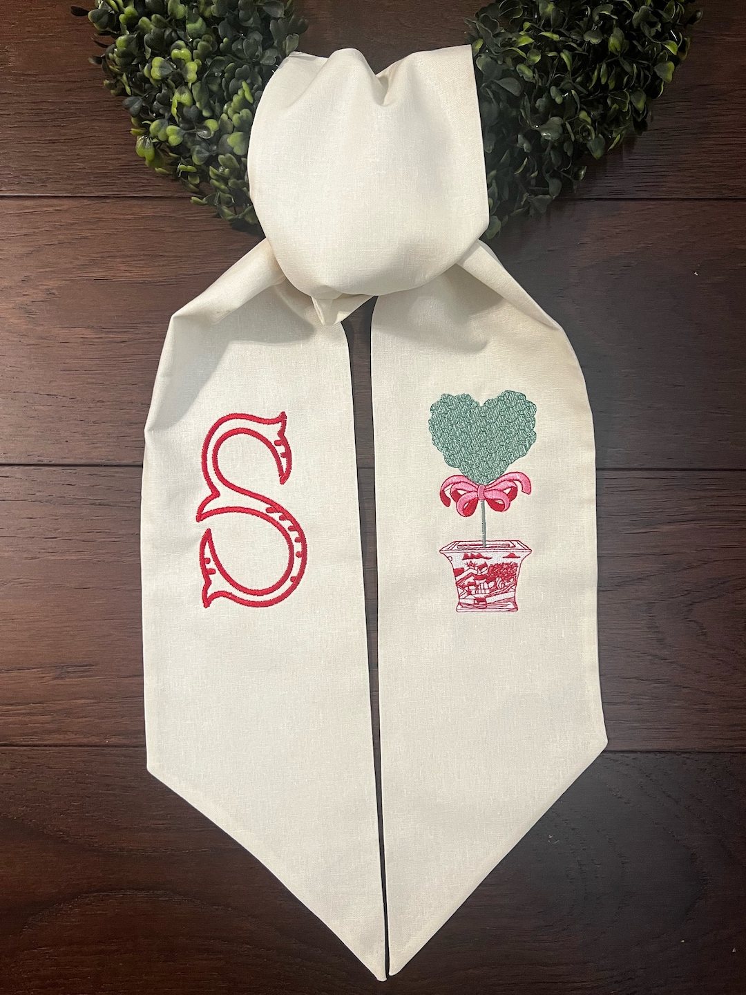 Wreath Sash | Chinoiserie Valentine Decor | Custom Wreath Sash ...