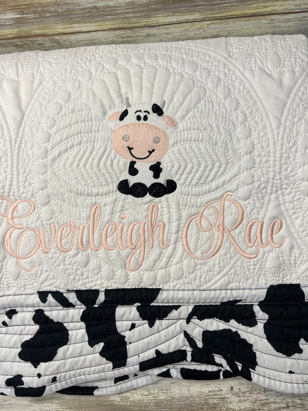 Baby Cow Quilt: Personalized Monogrammed Matelassé Nursery Gift - Etsy