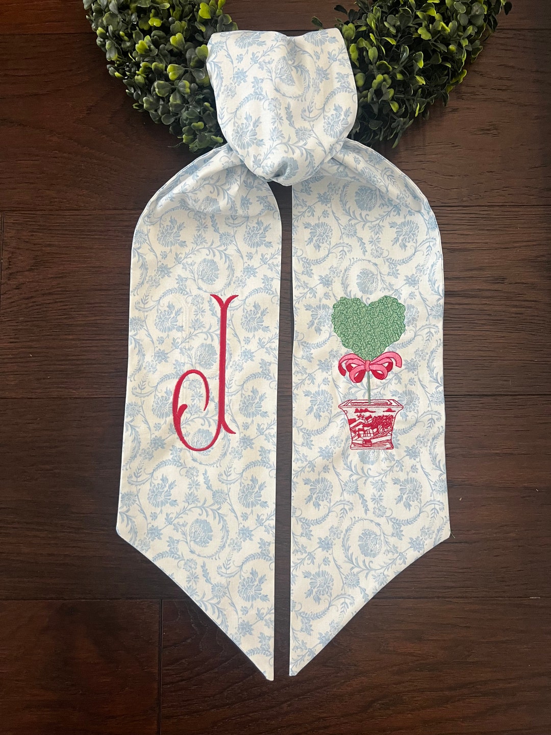 Wreath Sash | Chinoiserie Valentine Decor | Custom Wreath Sash ...