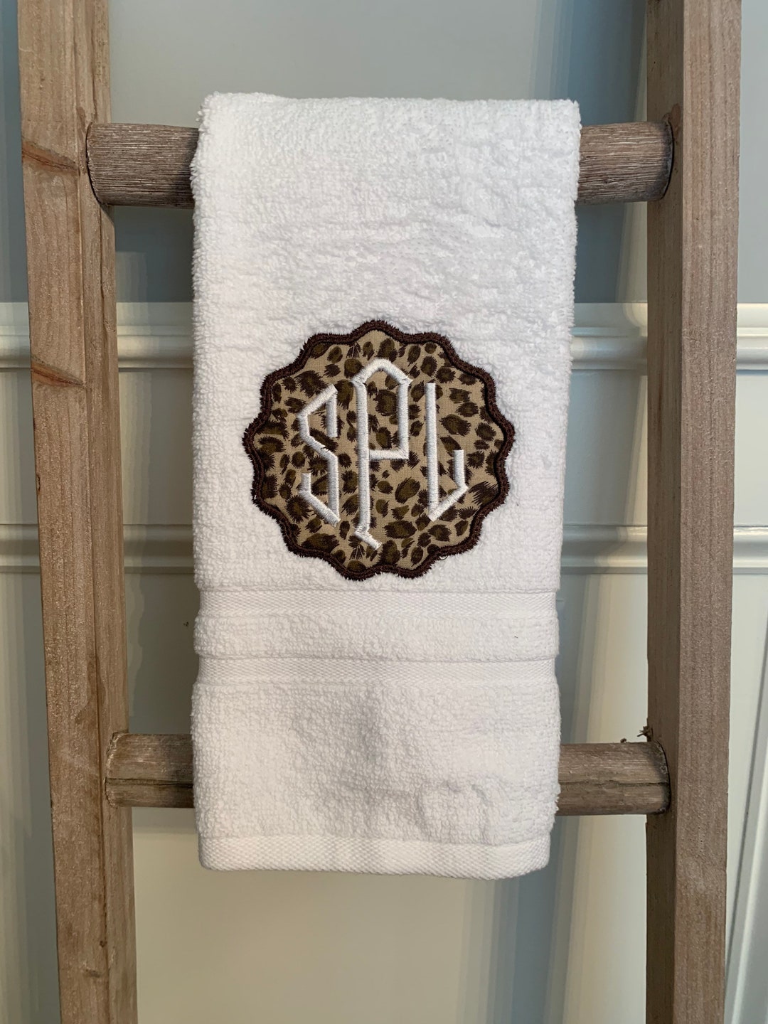 Cheetah Embroidery Hand Towel Animal Embroidery Applique Bath Towels ...