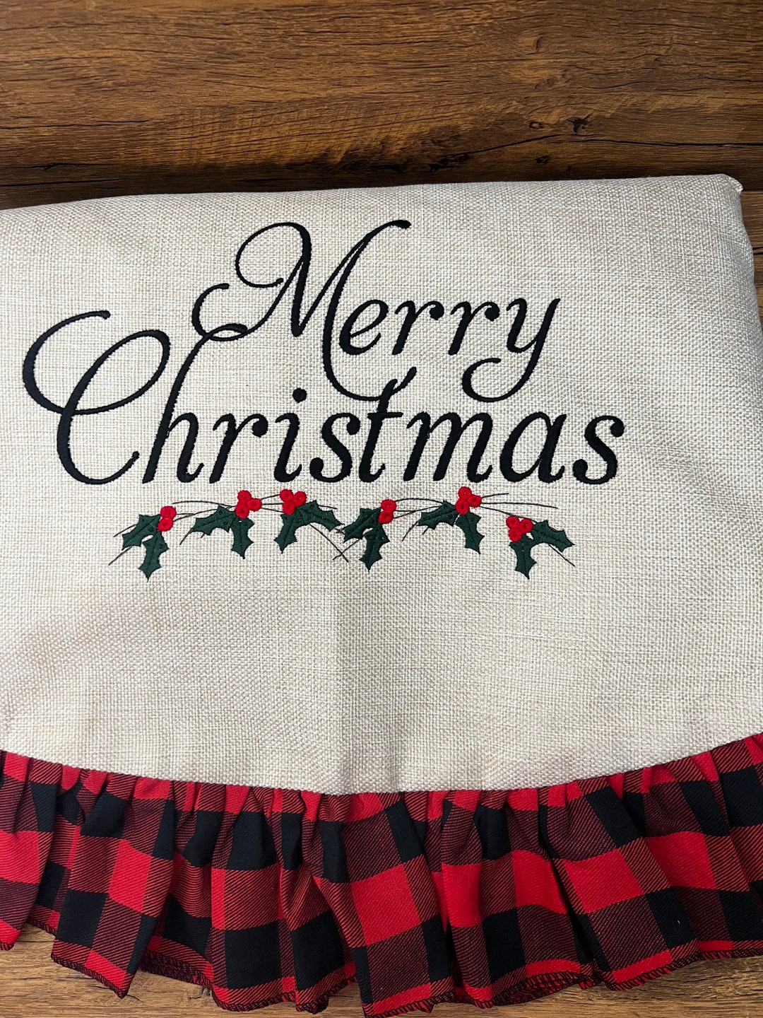 Embroidered Christmas Tree Skirt | Custom Tree Skirt | Merry Christmas ...