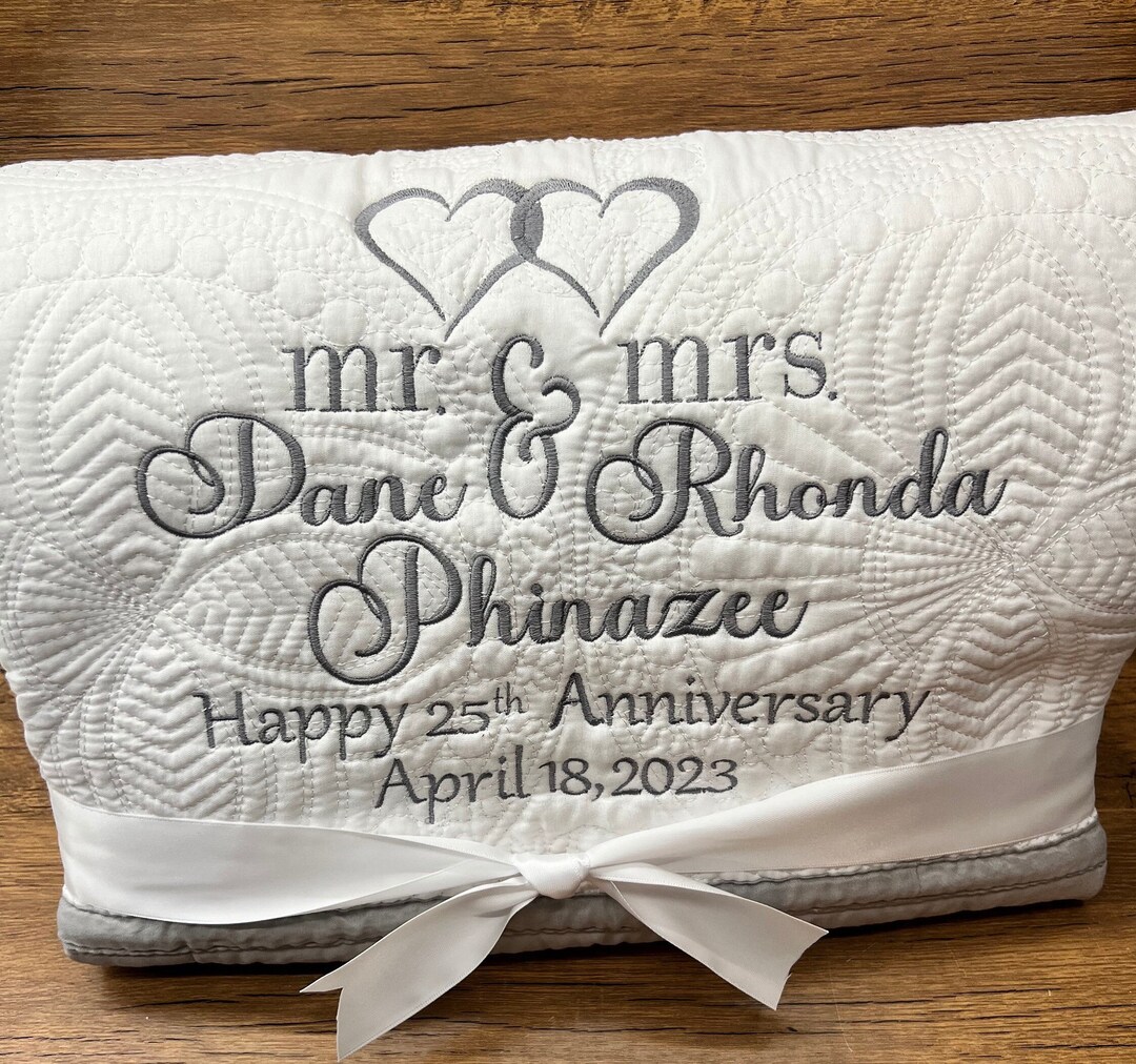Personalized Anniversary Quilt | Monogrammed Wedding Gift | Anniversary ...