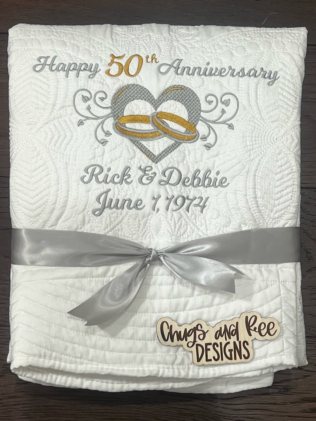 Personalized 50th Anniversary Quilt | Monogrammed Wedding Gift ...
