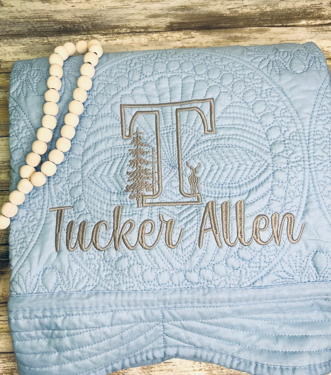 Monogrammed Quilt Custom Quilt Decorative Quilt Baby Quilt Embroidery ...