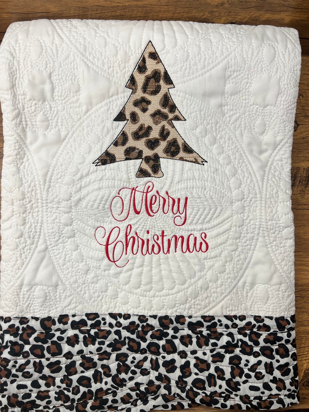 Christmas Quilt | Embroidery | Christmas Cheetah Quilt | Personalized ...
