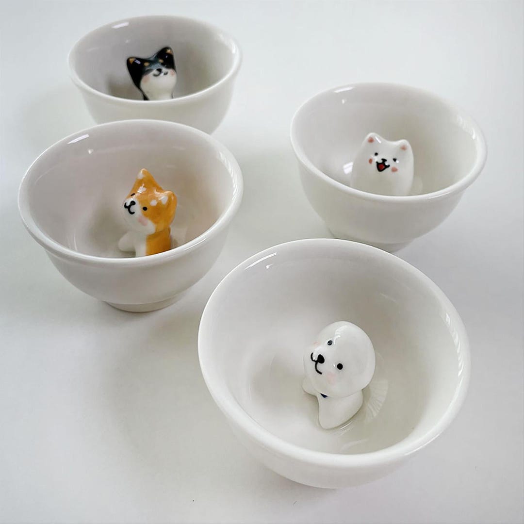 Unique Dog-shaped Ceramic Shot Glass - Soju Cup & Tea Cup (set of 4) - Etsy
