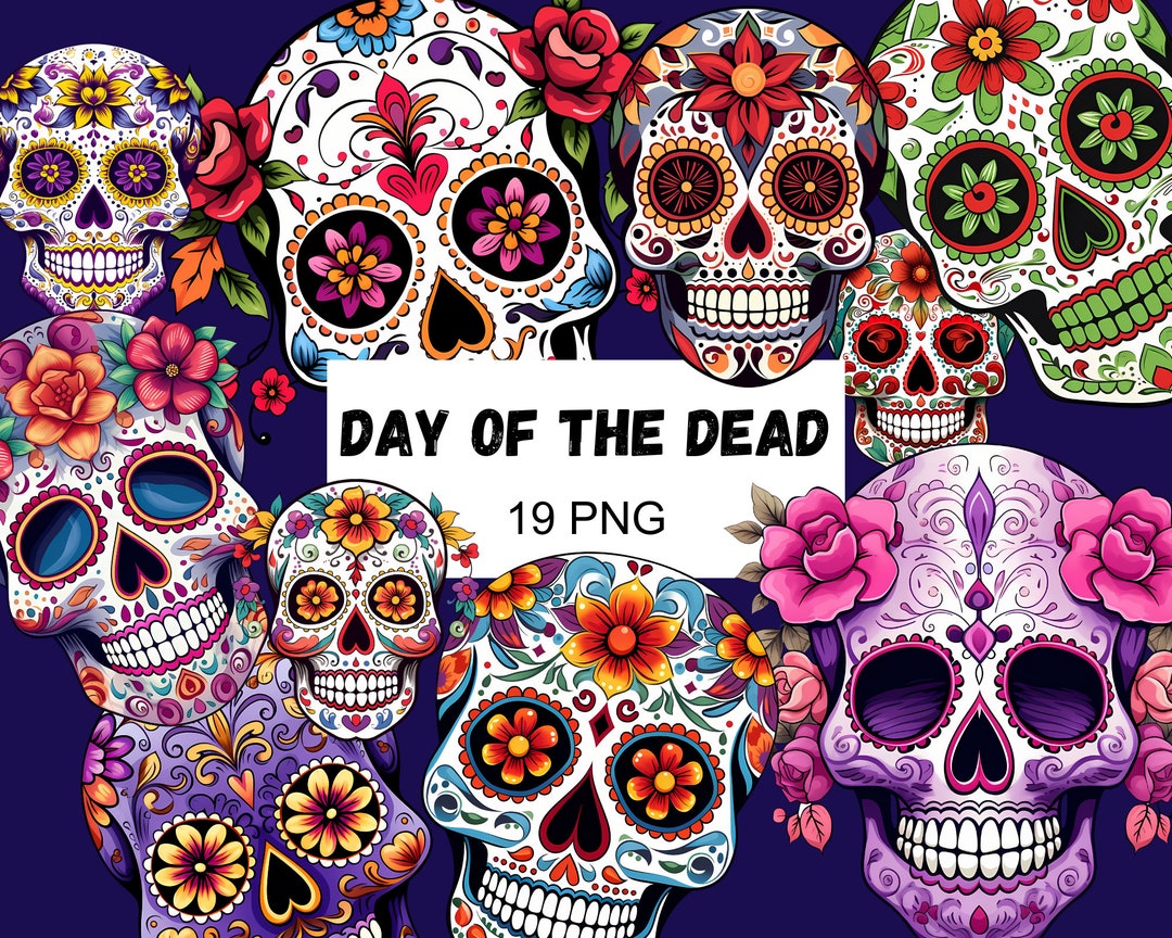 Sugar Skull Clipart PNG Day of the Dead Calavera Clipart PNG Dia De Los ...