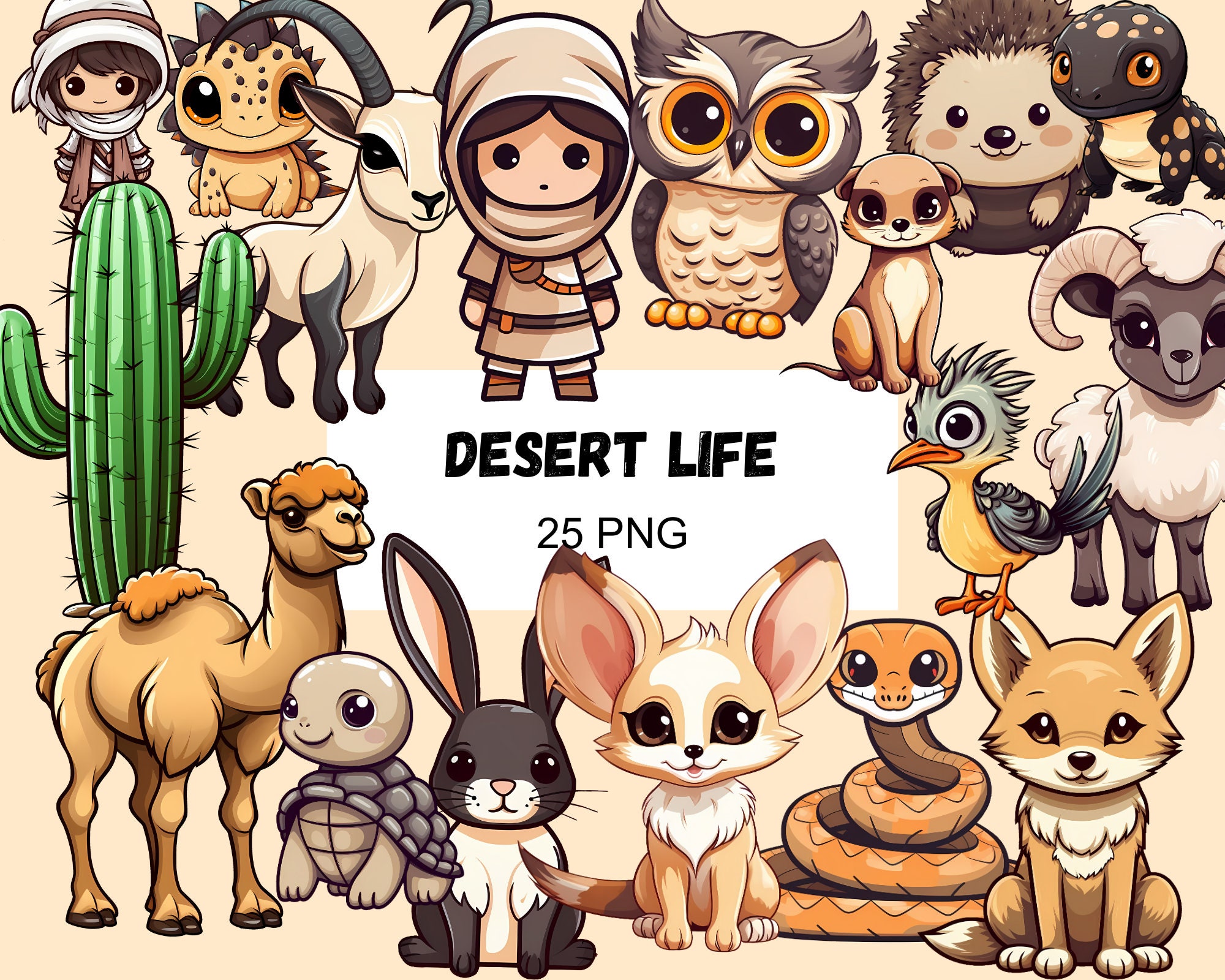 Desert Animal Clipart Cute Wild Animal PNG Sticker Kids Clipart School ...