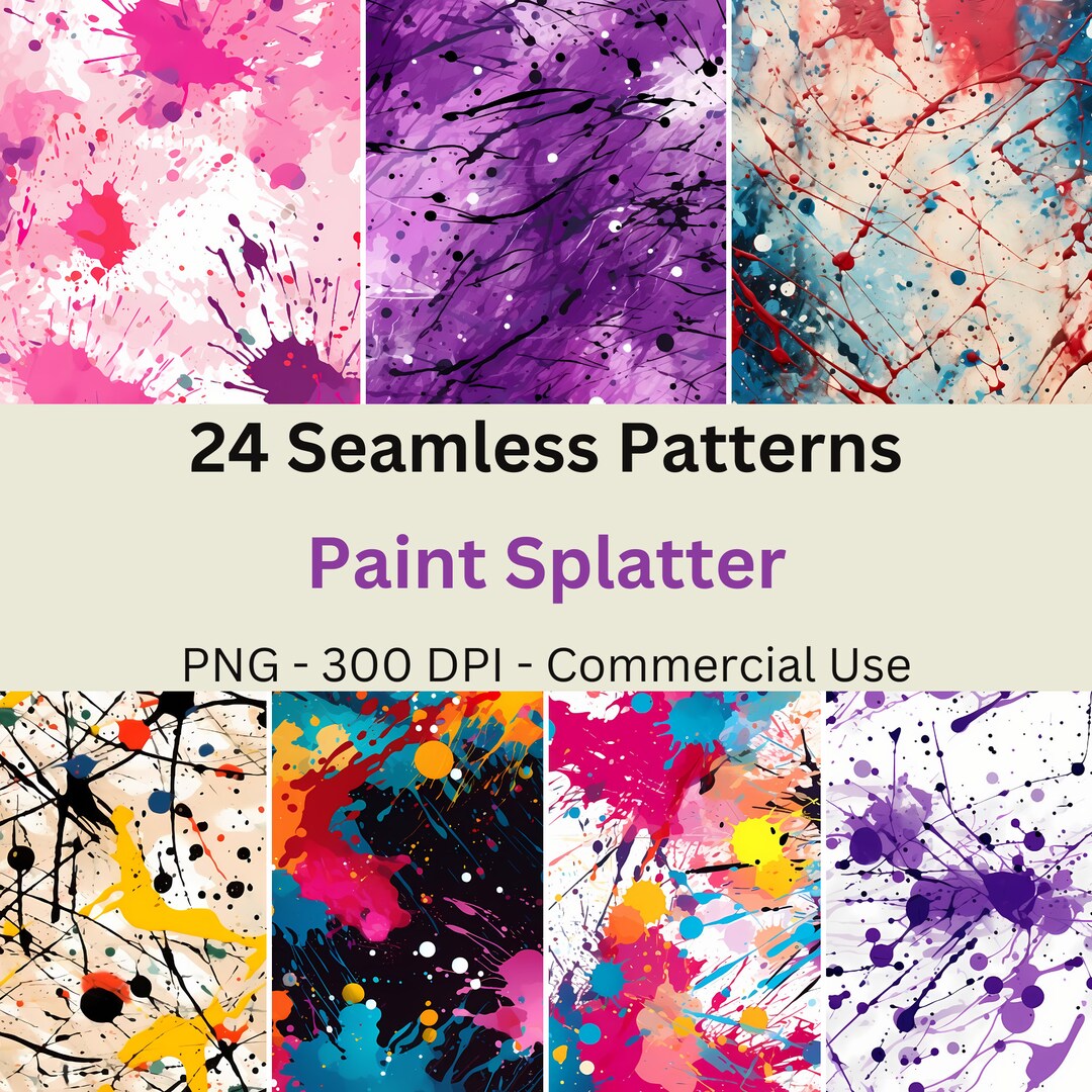 Paint Splatter Digital Paper Seamless Pattern PNG Scrapbook - Etsy