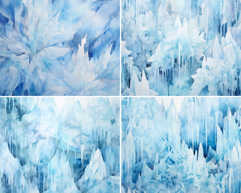 Ice Crystals Backdrops, Frozen, Ice Backgrounds, PNG, Commercial Use - Etsy