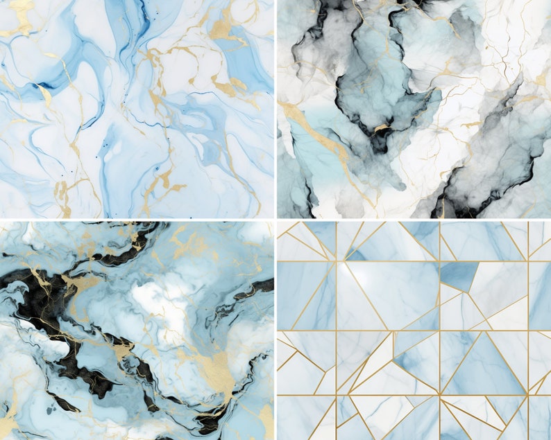 Marble Patterns Blue and Gold Marble Repeating Pattern Seamless Marble ...