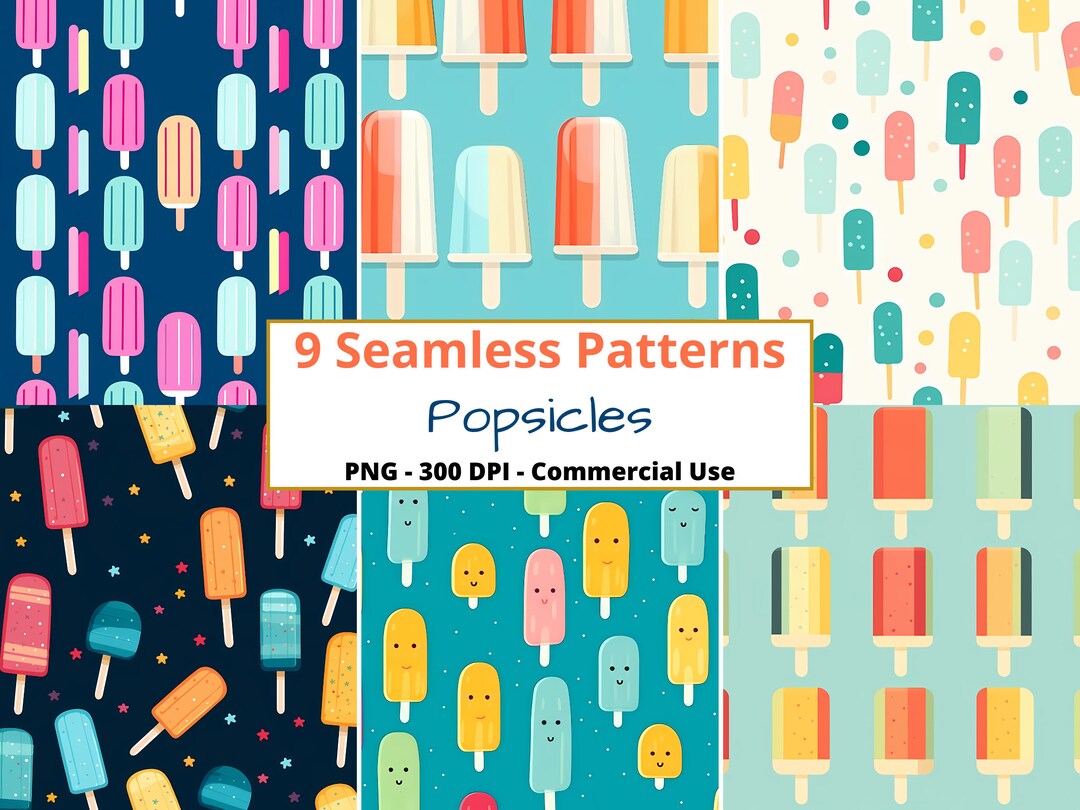 Popsicles Digital Paper, Seamless Pattern, PNG, Scrapbook Paper, Kid's ...