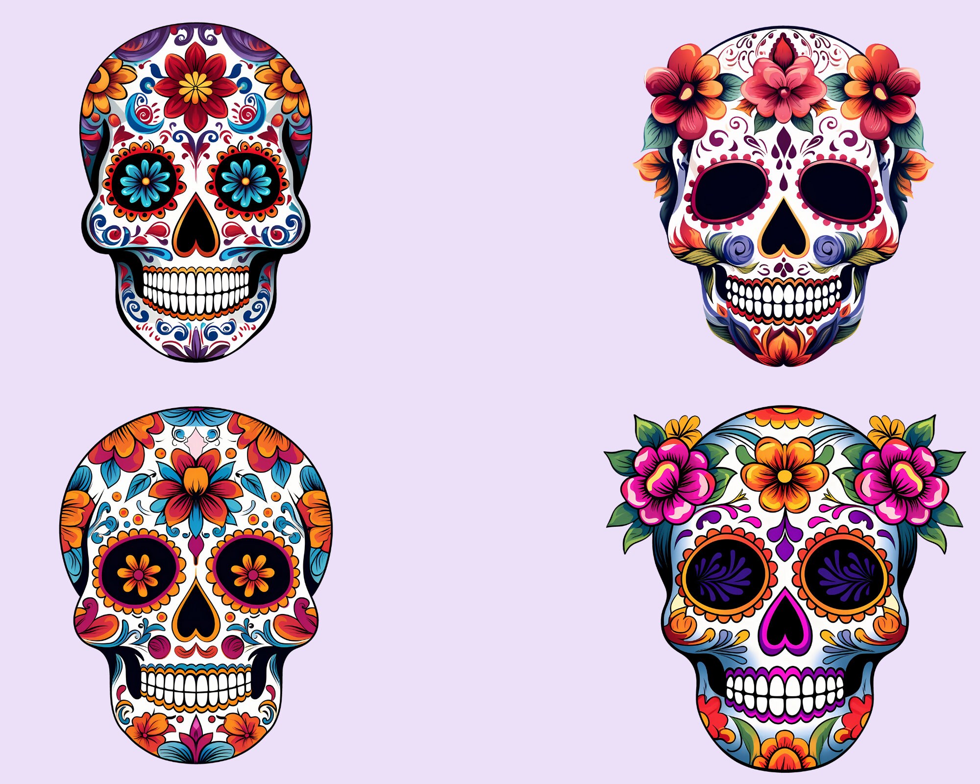 Sugar Skull Clipart PNG Day of the Dead Calavera Clipart PNG Dia De Los ...