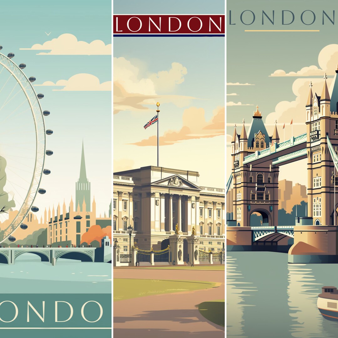 London Digital Posters, Set of 3, Printable Digital Art, Wall Art, Home ...