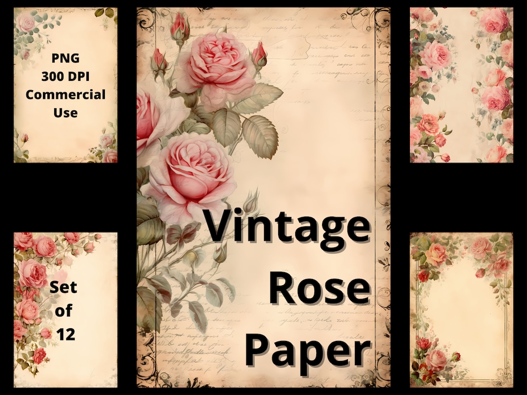 Scrapbook Paper Vintage Rose Paper Textures Digital Old Paper Antique ...