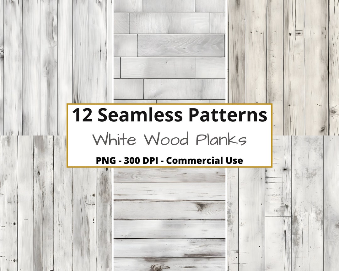 White Wood Planks Digital Paper White Wood Seamless Pattern PNG Wood ...
