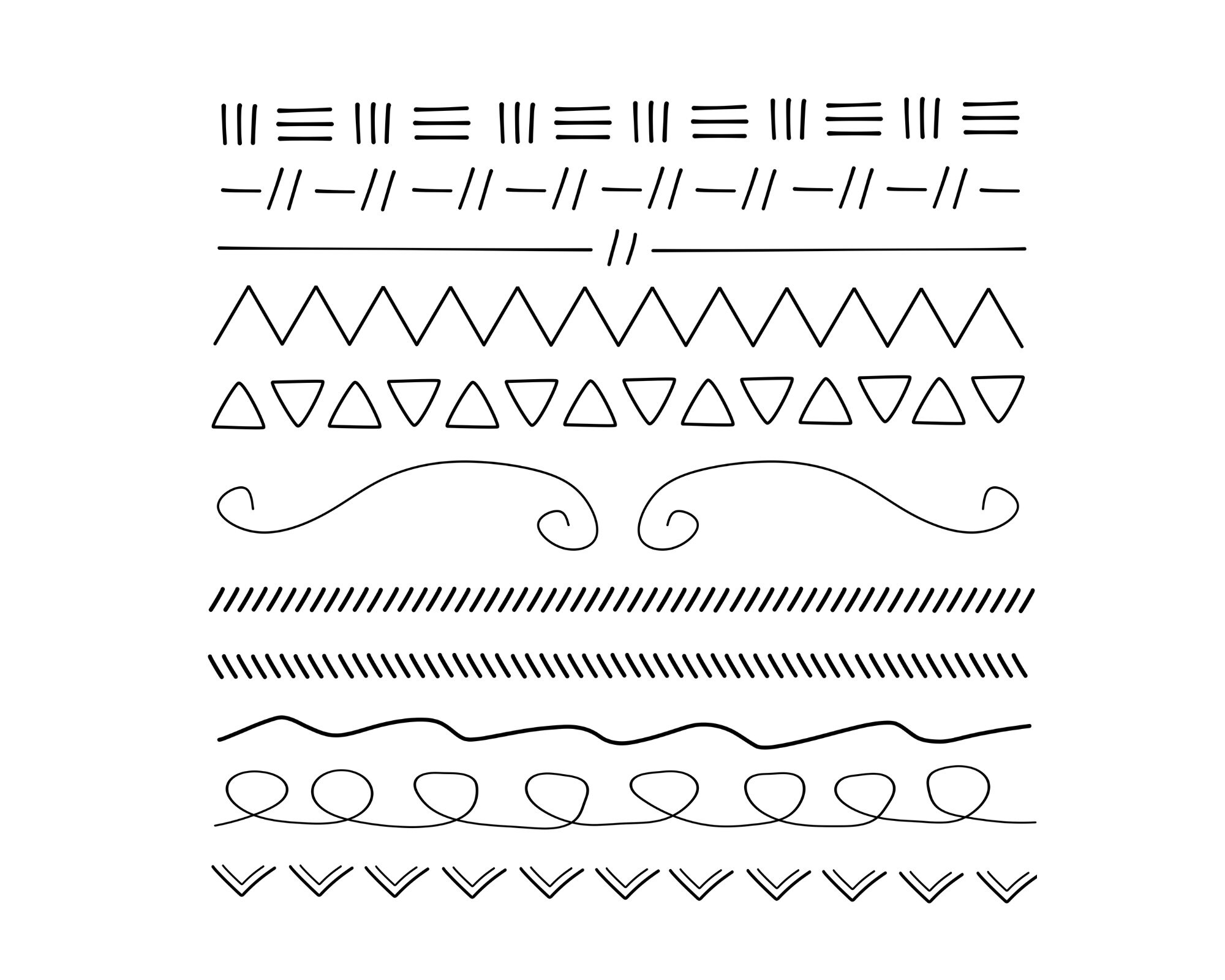 Hand Drawn Doodles Black and White Doodles SVG PNG Digital Clipart for ...