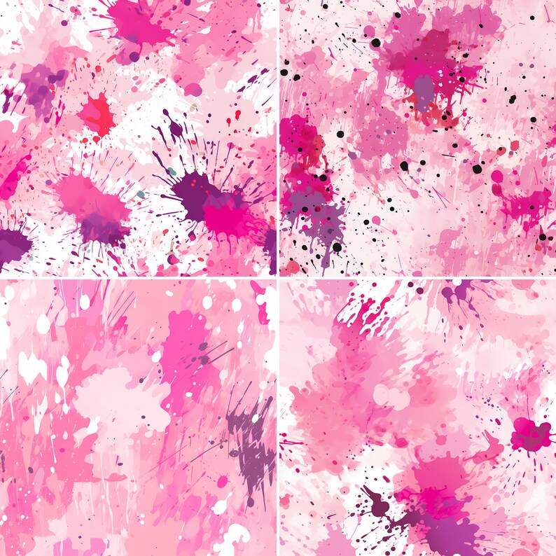 Paint Splatter Digital Paper, Seamless Pattern, PNG, Scrapbook Paper ...