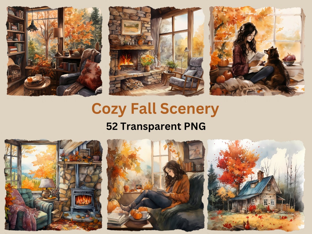 Cozy Fall Scenery Clipart, Autumn, Transparent Background PNG ...