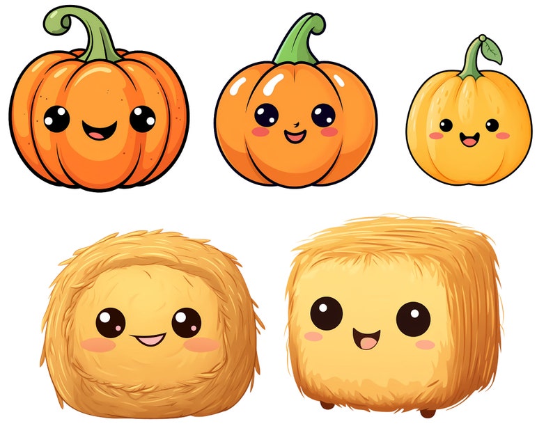 Kawaii Fall Clipart, PNG, Transparent Clipart, Commercial Use, Autumn ...
