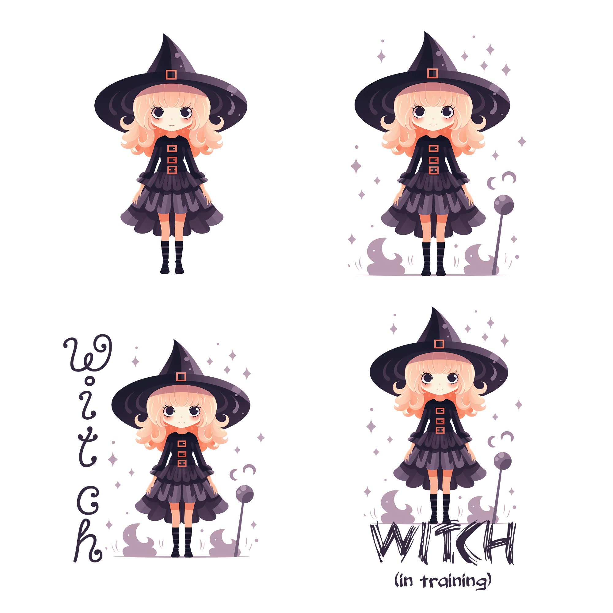 Kawaii Halloween Clipart PNG Transparent Clipart Commercial - Etsy