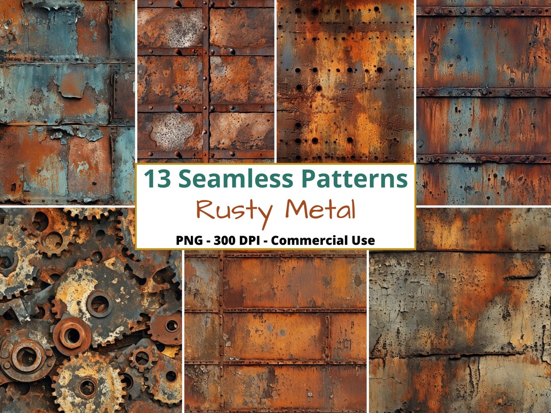 Rusty Metal Digital Paper, Seamless Pattern, PNG, Scrapbook Paper ...