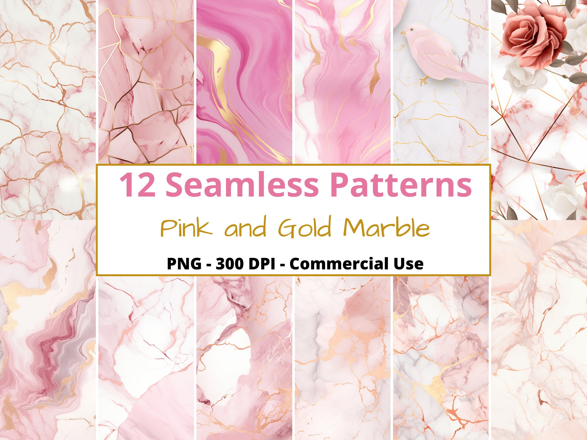 Marble Pattern Gold and Pink Marble Digital Paper Rose Gold Seamless ...