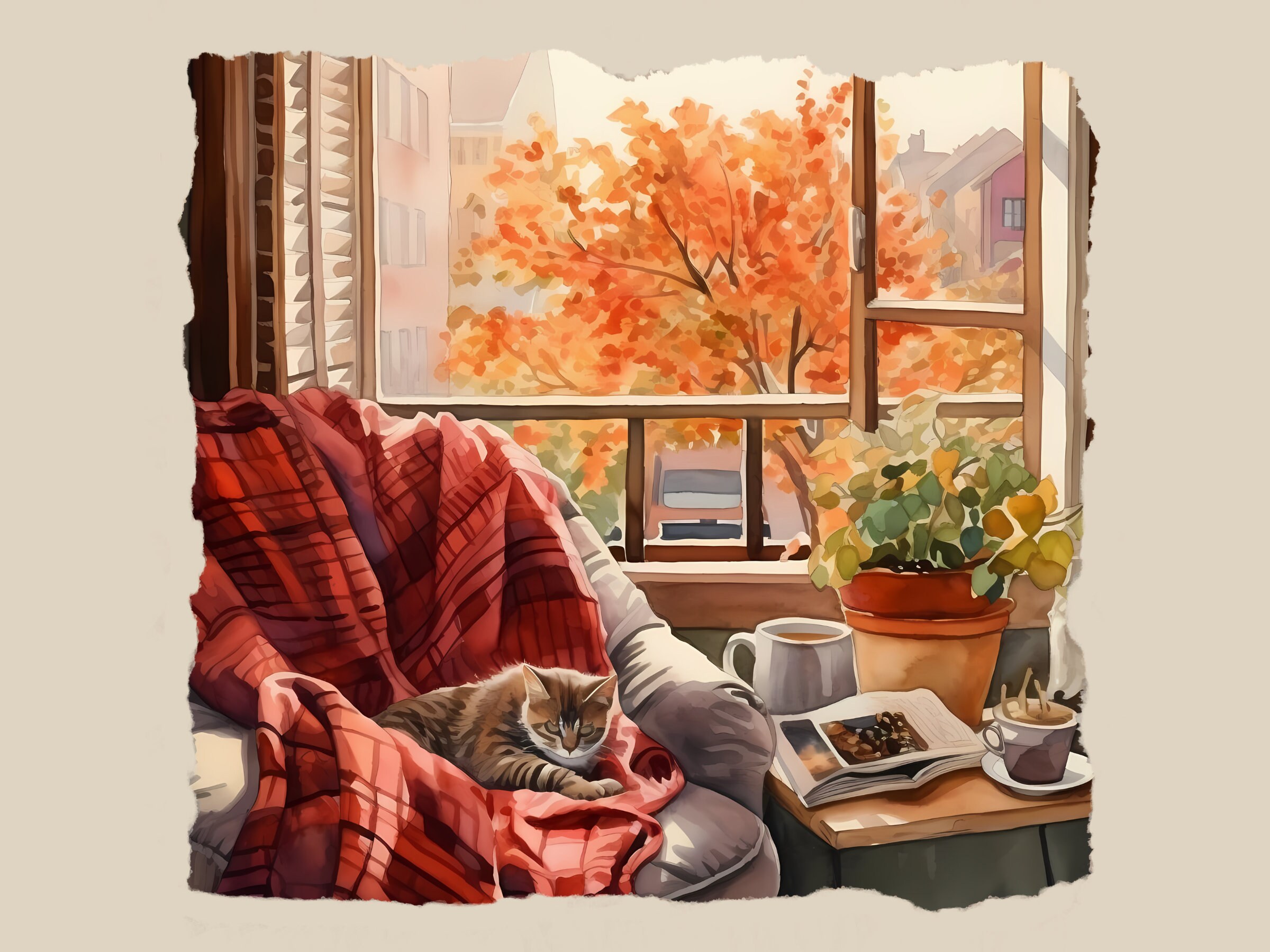 Cozy Fall Scenery Clipart, Autumn, Transparent Background PNG ...