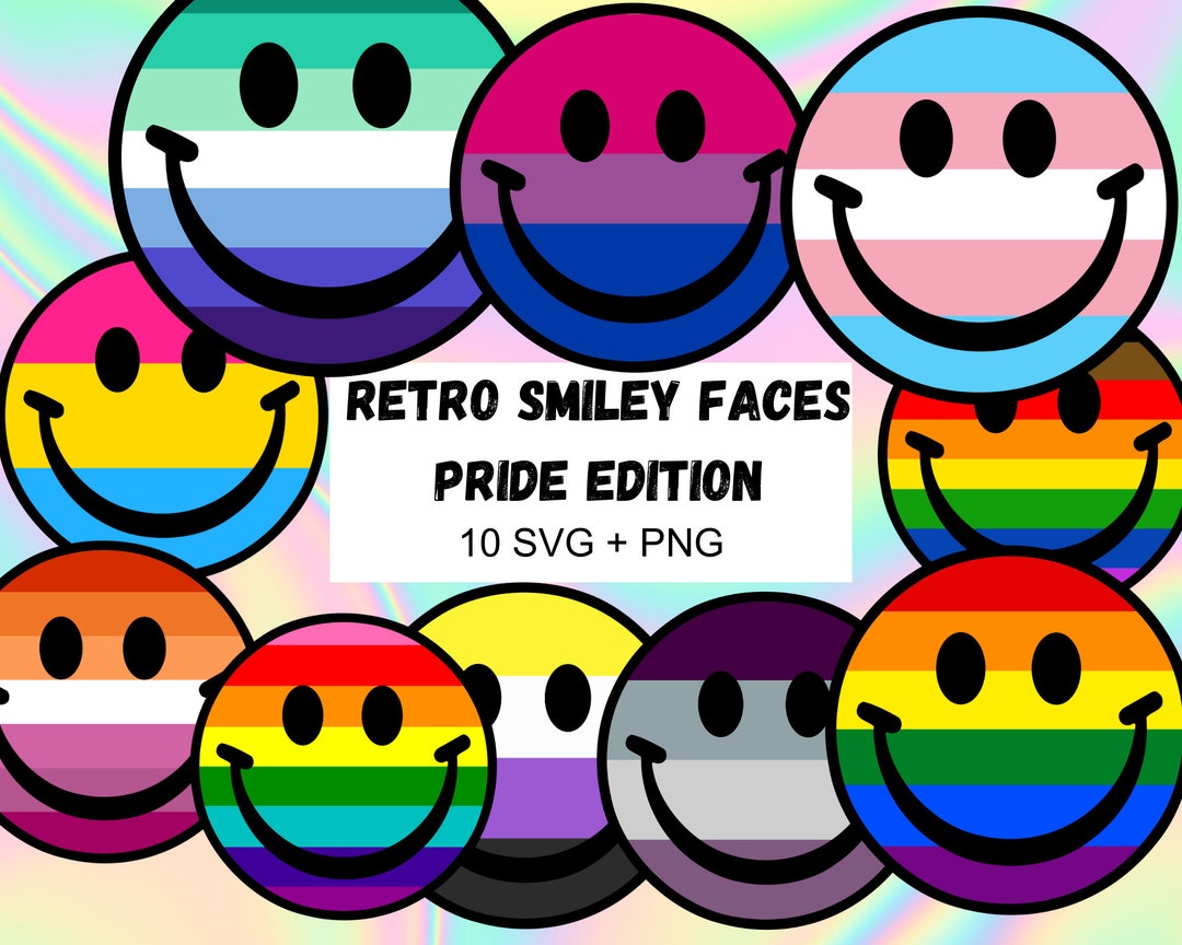 Retro Smiley Faces Pride SVG and PNG Vintage Smiley Commercial Use - Etsy
