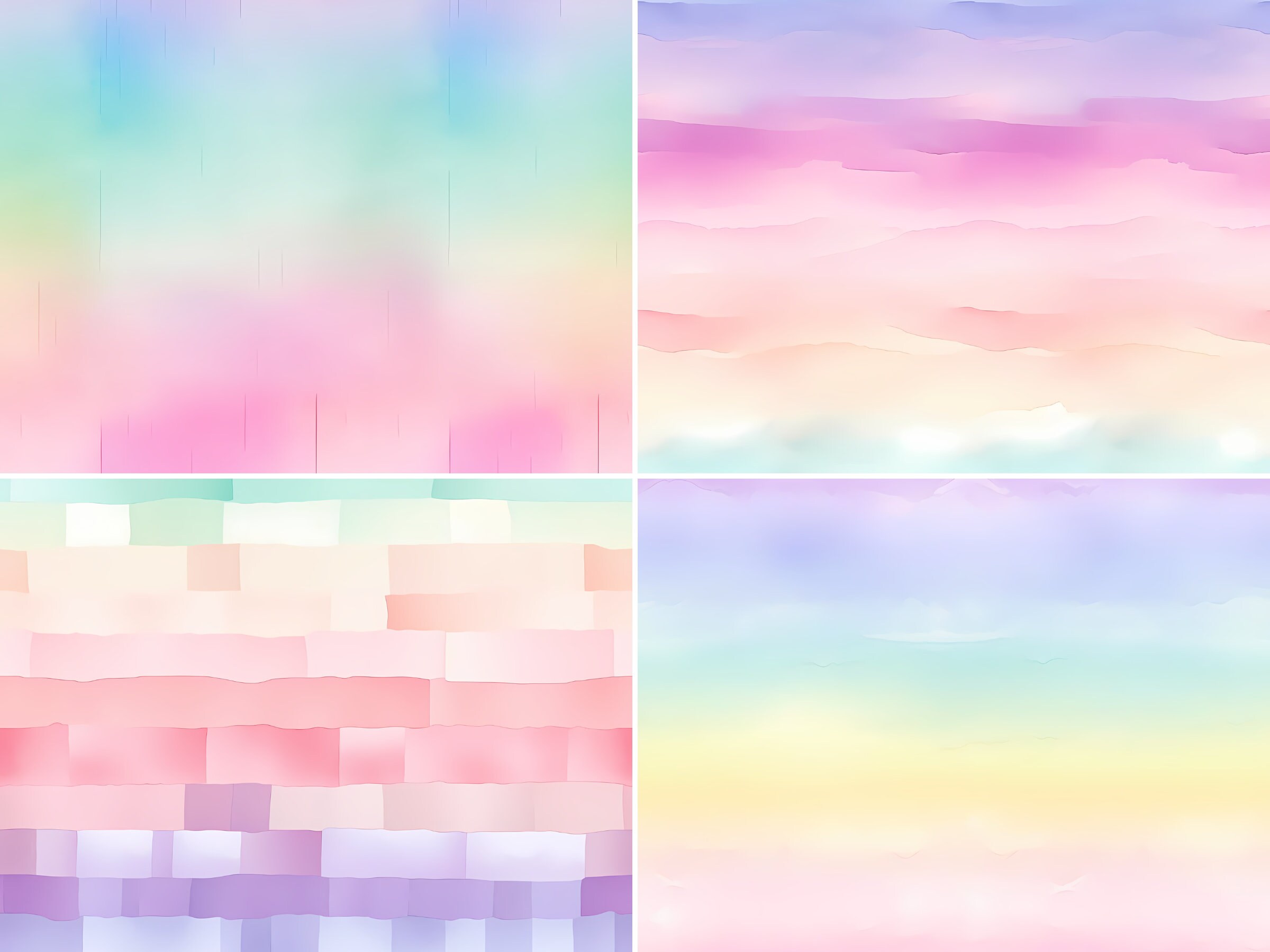 Pastel Rainbow Watercolor Seamless Patterns, Digital Paper, PNG ...