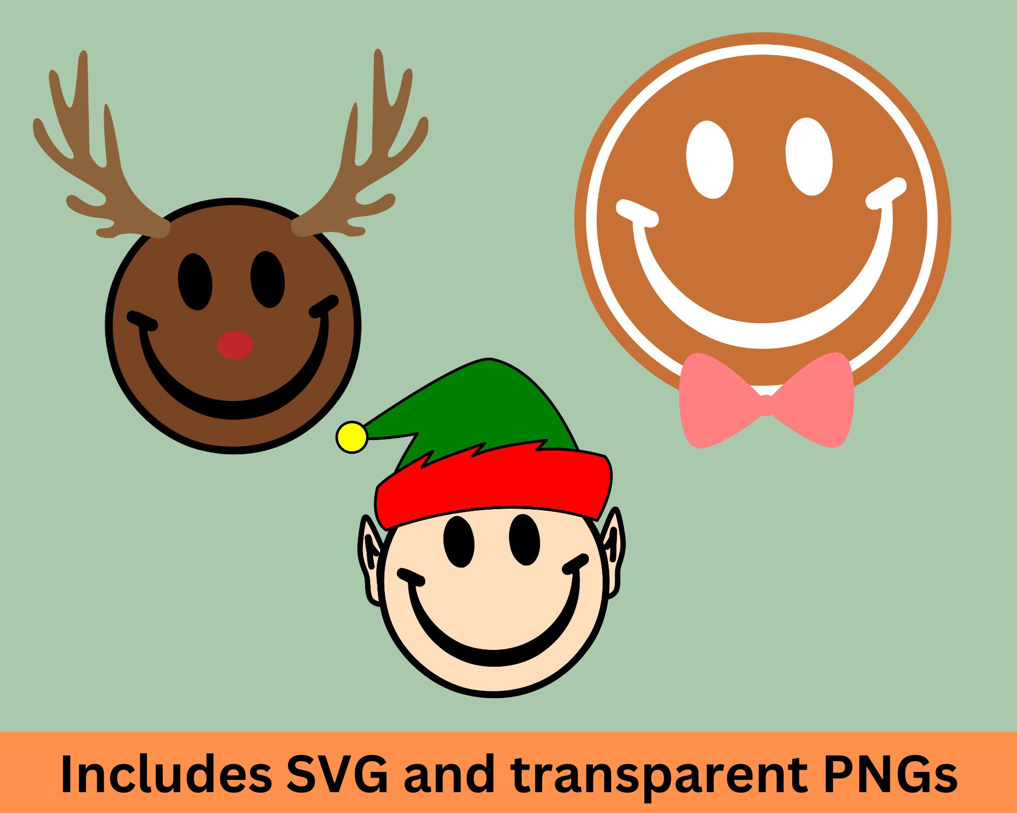 Smiley Face Retro Christmas Vintage Clipart Tshirt Christmas Card T ...
