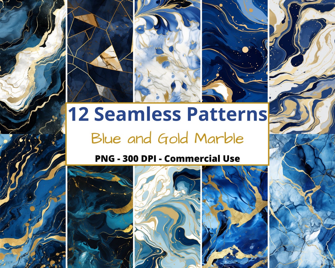 Marble Patterns Blue and Gold Marble Repeating Pattern Seamless Marble ...