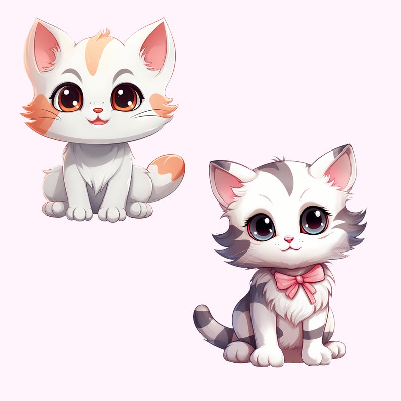 Cute Kittens Clipart Kawaii Cat PNG Kitten Sticker Cat Tshirt Kid T ...