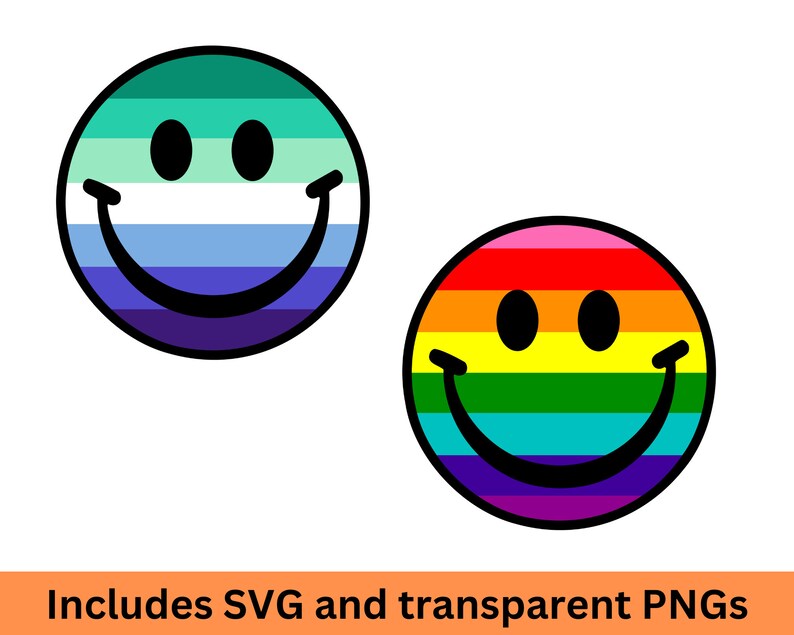 Retro Smiley Faces Pride SVG and PNG Vintage Smiley Commercial Use - Etsy