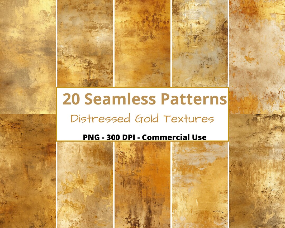 Distressed Gold Textures Digital Paper, Seamless Pattern, PNG ...