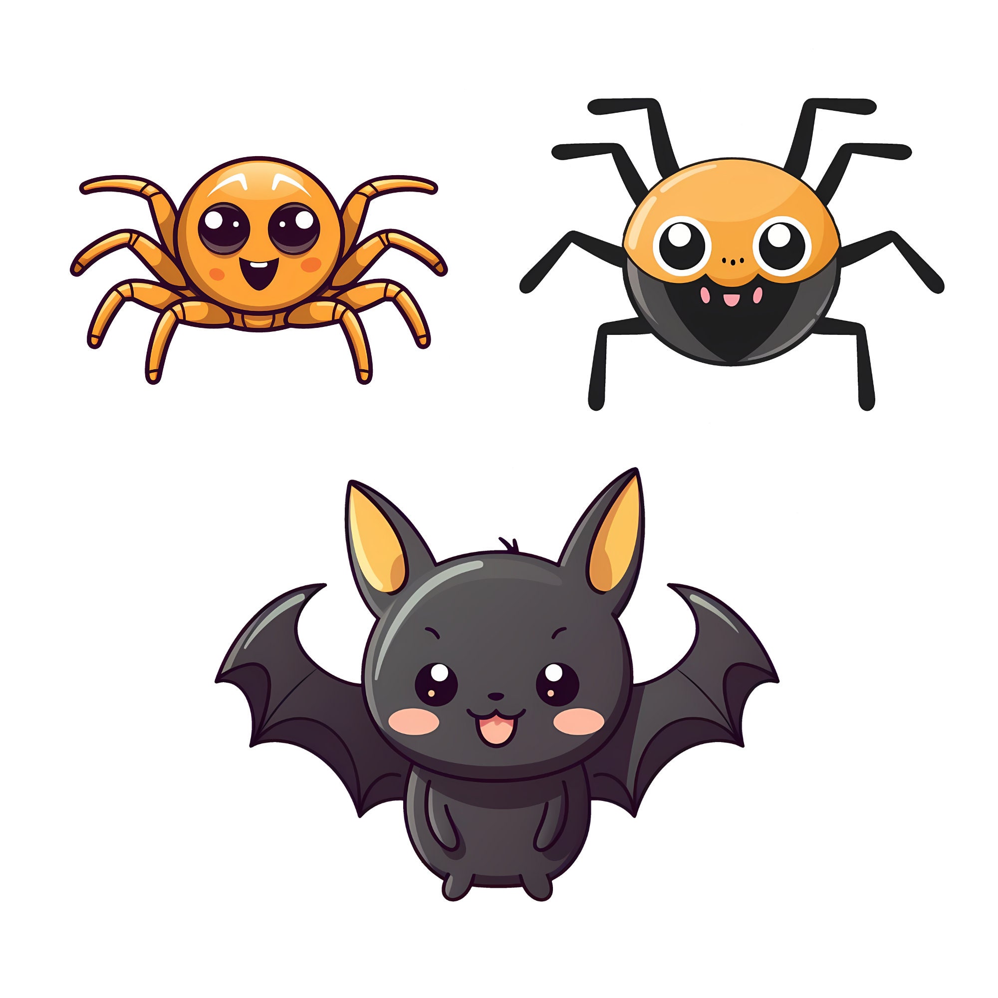 Kawaii Halloween Clipart PNG Transparent Clipart Commercial - Etsy