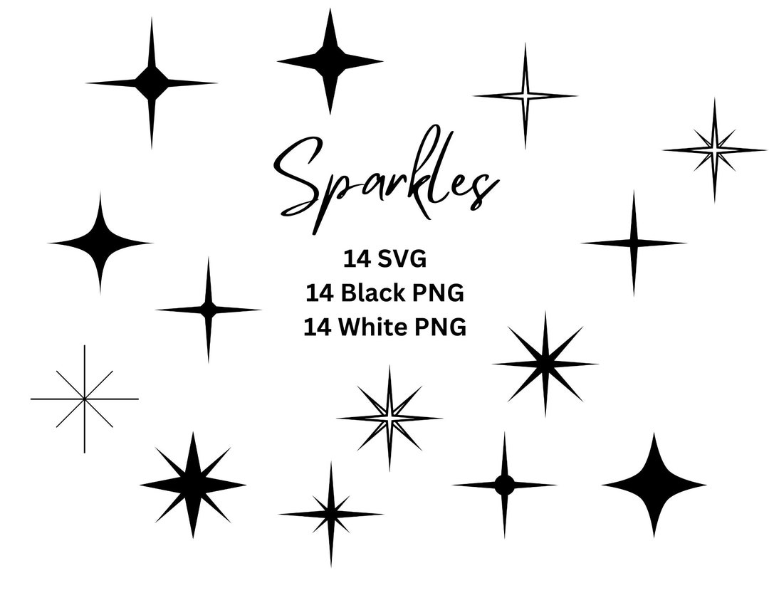 SVG Sparkles PNG Twinkle Stars SVG Bright Stars Png White Stars Black ...
