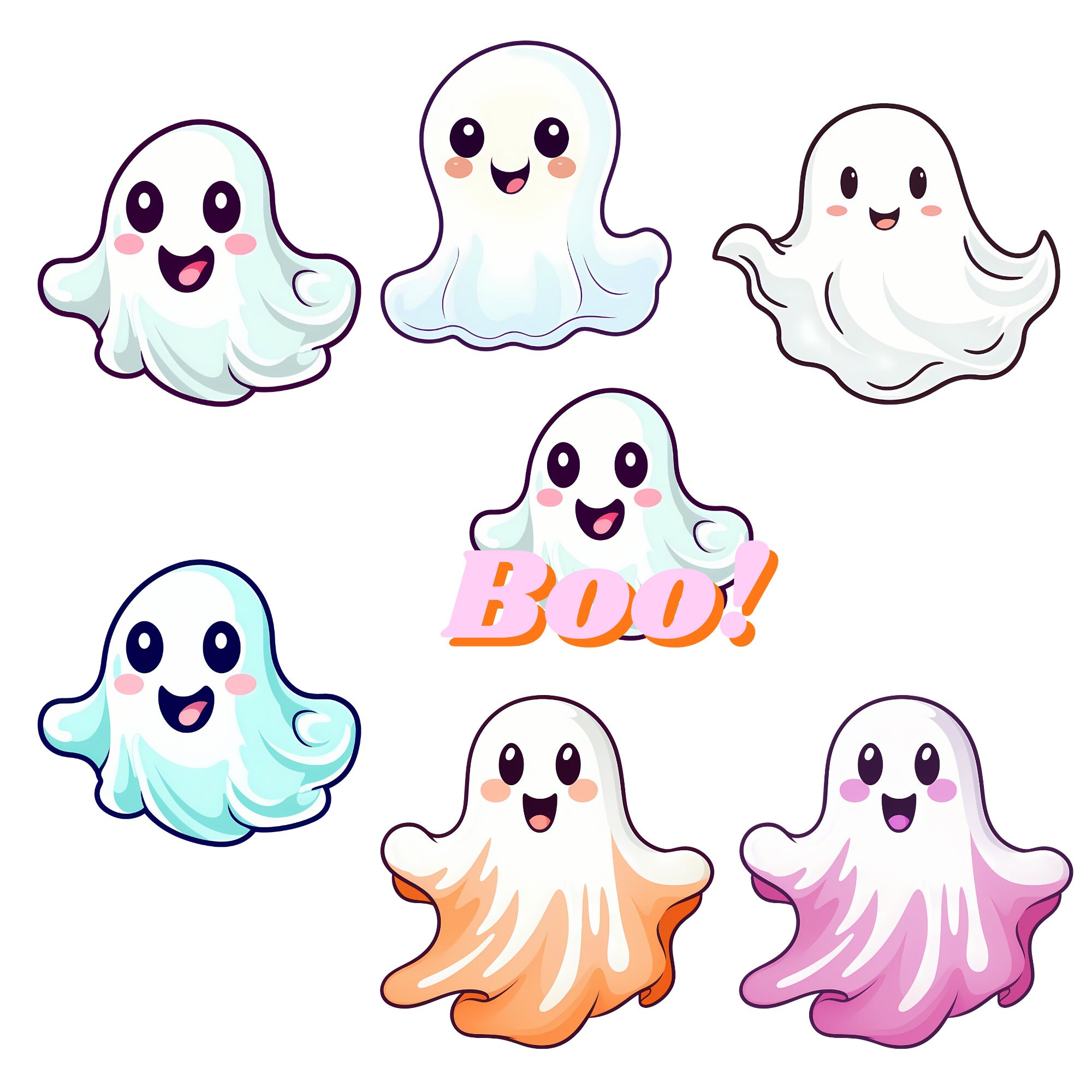 Kawaii Halloween Clipart PNG Transparent Clipart Commercial - Etsy