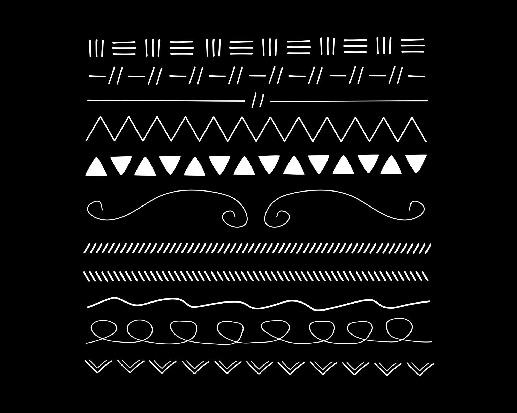 Hand Drawn Doodles Black and White Doodles SVG PNG Digital Clipart for ...