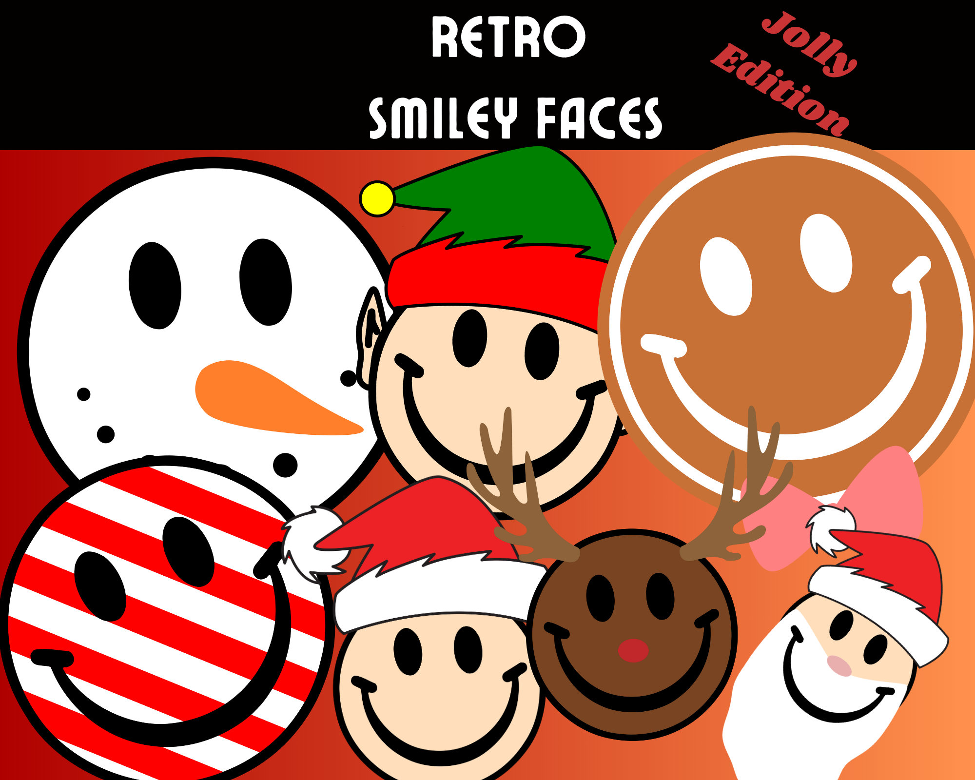 Smiley Face Retro Christmas Vintage Clipart Tshirt Christmas - Etsy