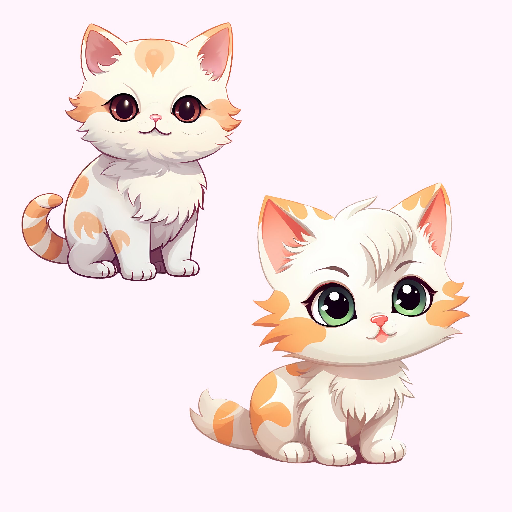 Cute Kittens Clipart Kawaii Cat PNG Kitten Sticker Cat Tshirt Kid T ...